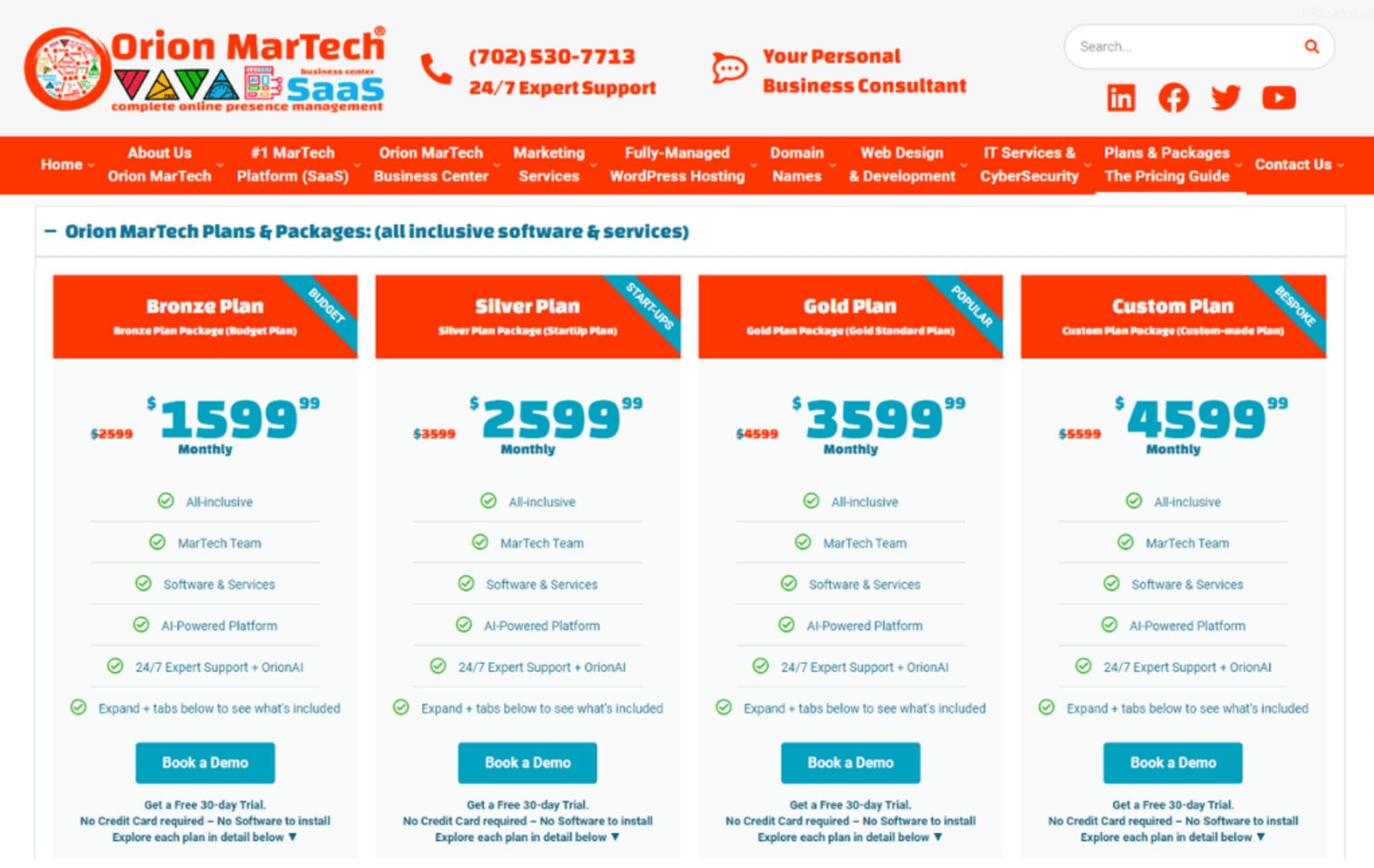 Plans & Packages The Pricing Guide Marketing Cost | Orion MarTech